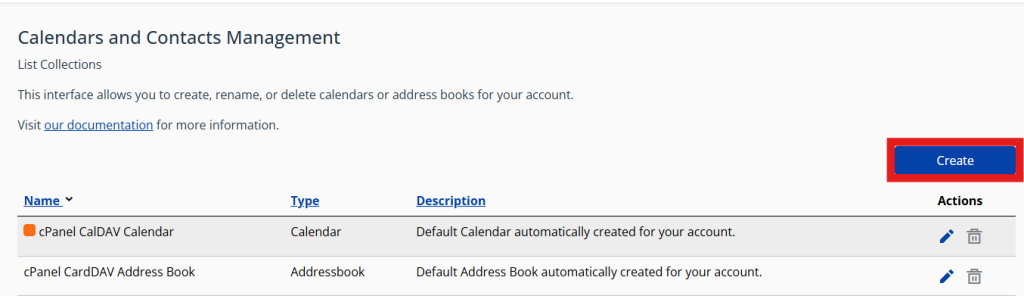 cPanel : How to manage calendars and contacts